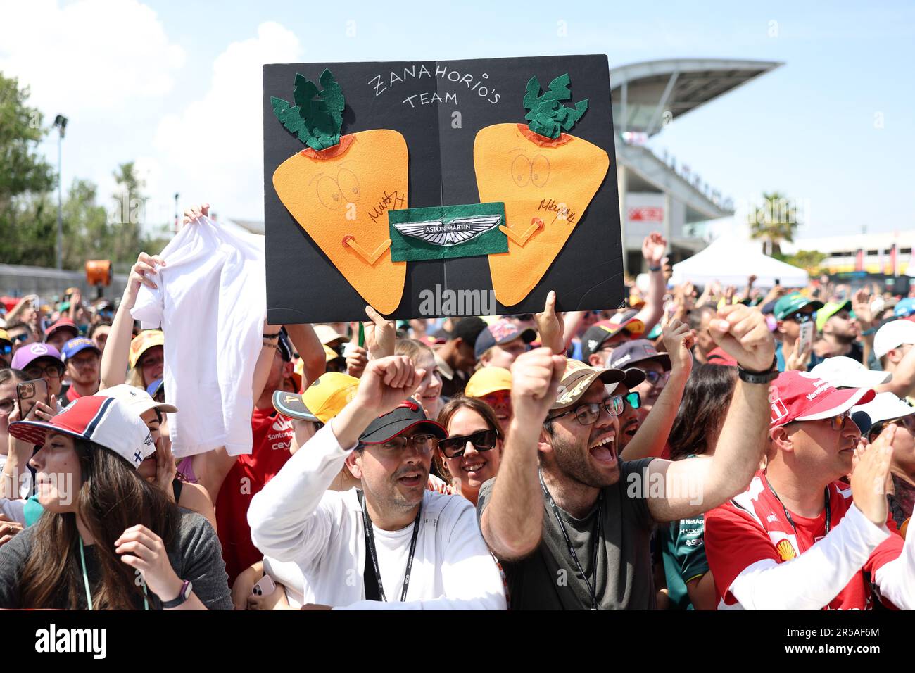 Barcelona, Spain. 02nd June, 2023. Aston Martin F1 Team fan and banner ...