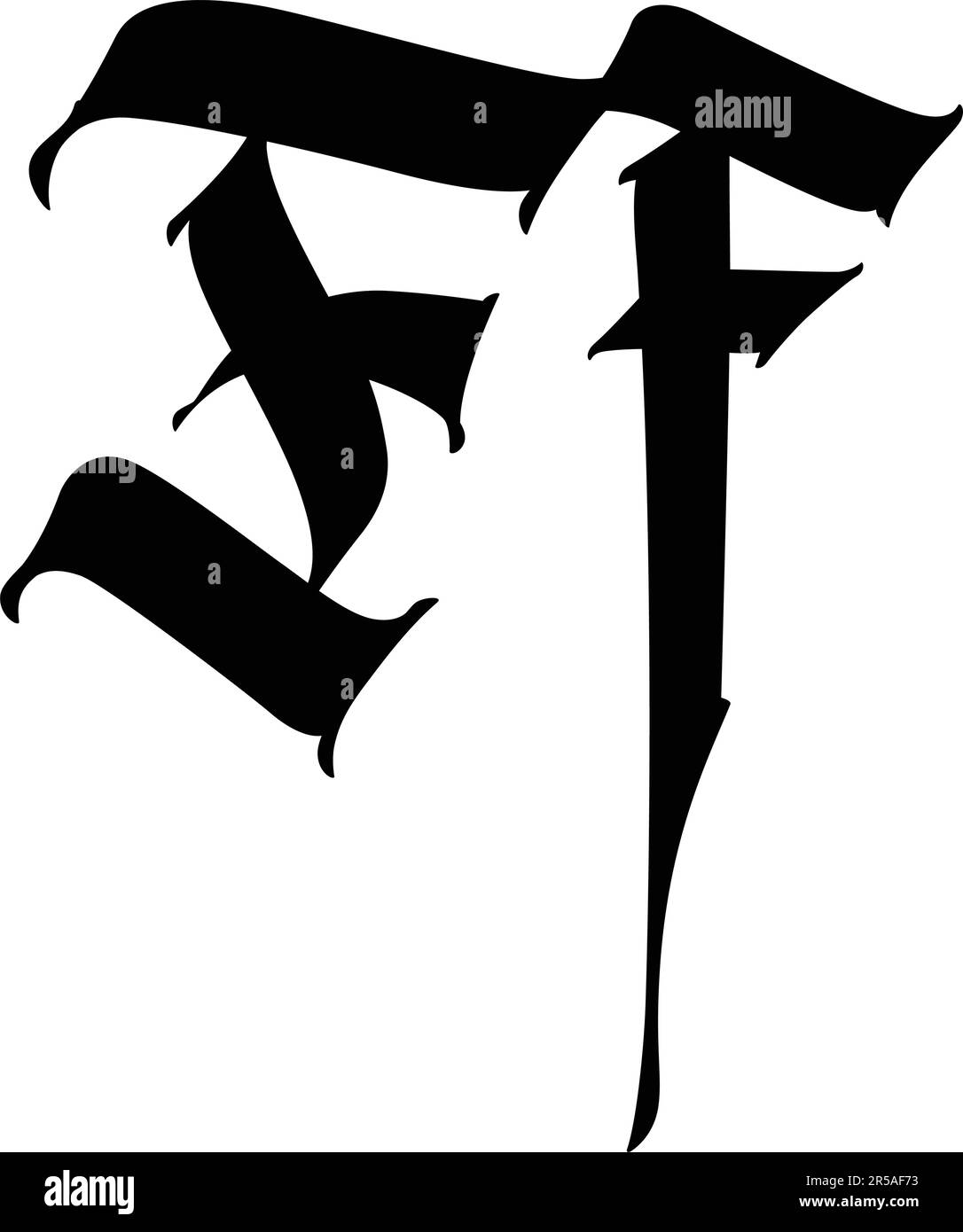 Letter F, in the Gothic style. Vector. Alphabet. The symbol is isolated ...