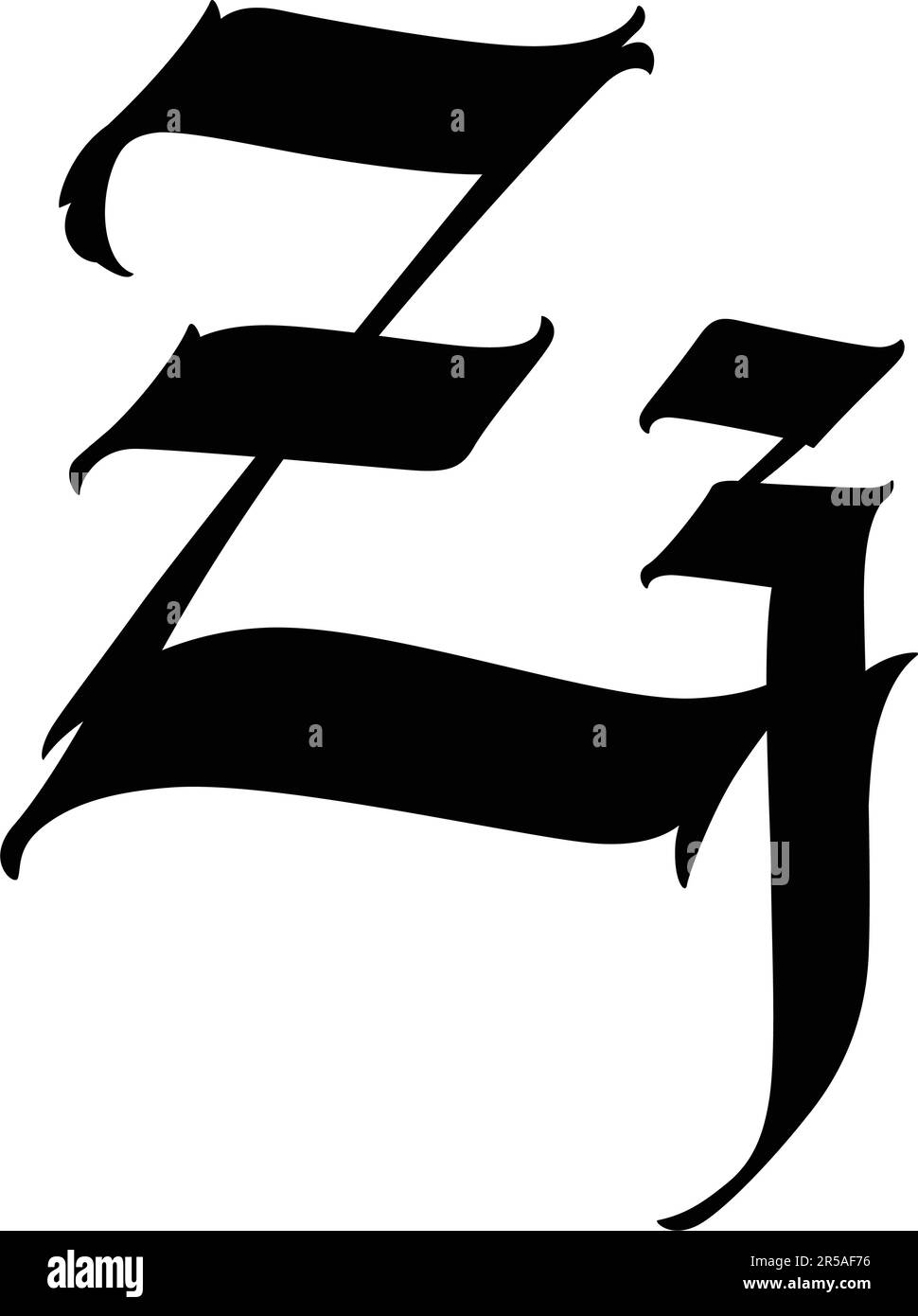 Letter z, in the Gothic style. Vector. Alphabet. The symbol is isolated ...