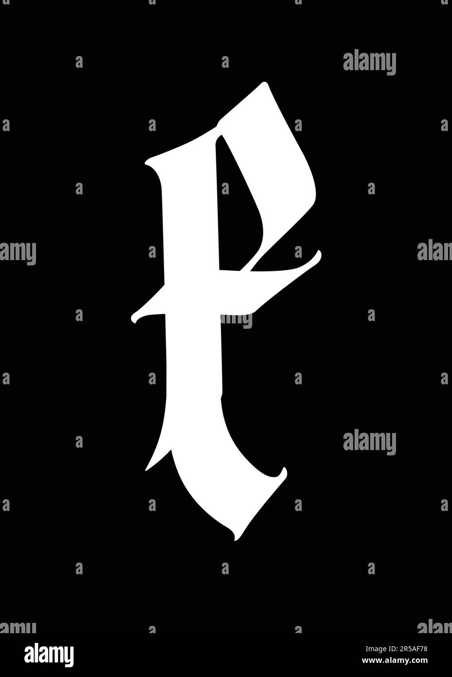 Letter E, in the Gothic style. Vector. Alphabet. The symbol is isolated ...
