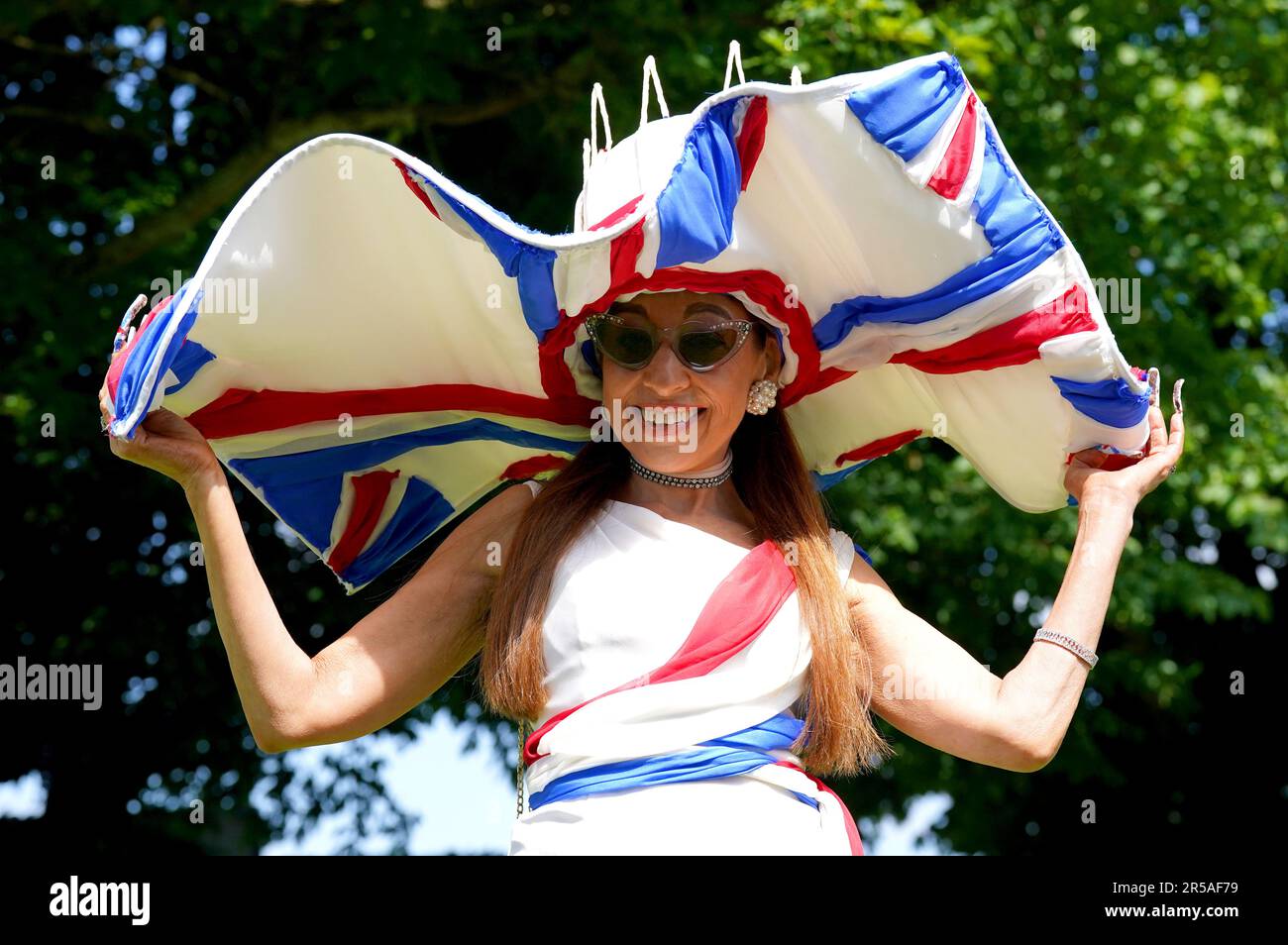 Tracy Rose arrives ahead of ladies day of the 2023 Derby Festival at Epsom Downs Racecourse ...