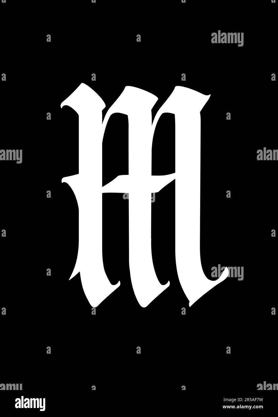 Letter m, in the Gothic style. Vector. Alphabet. The symbol is isolated ...