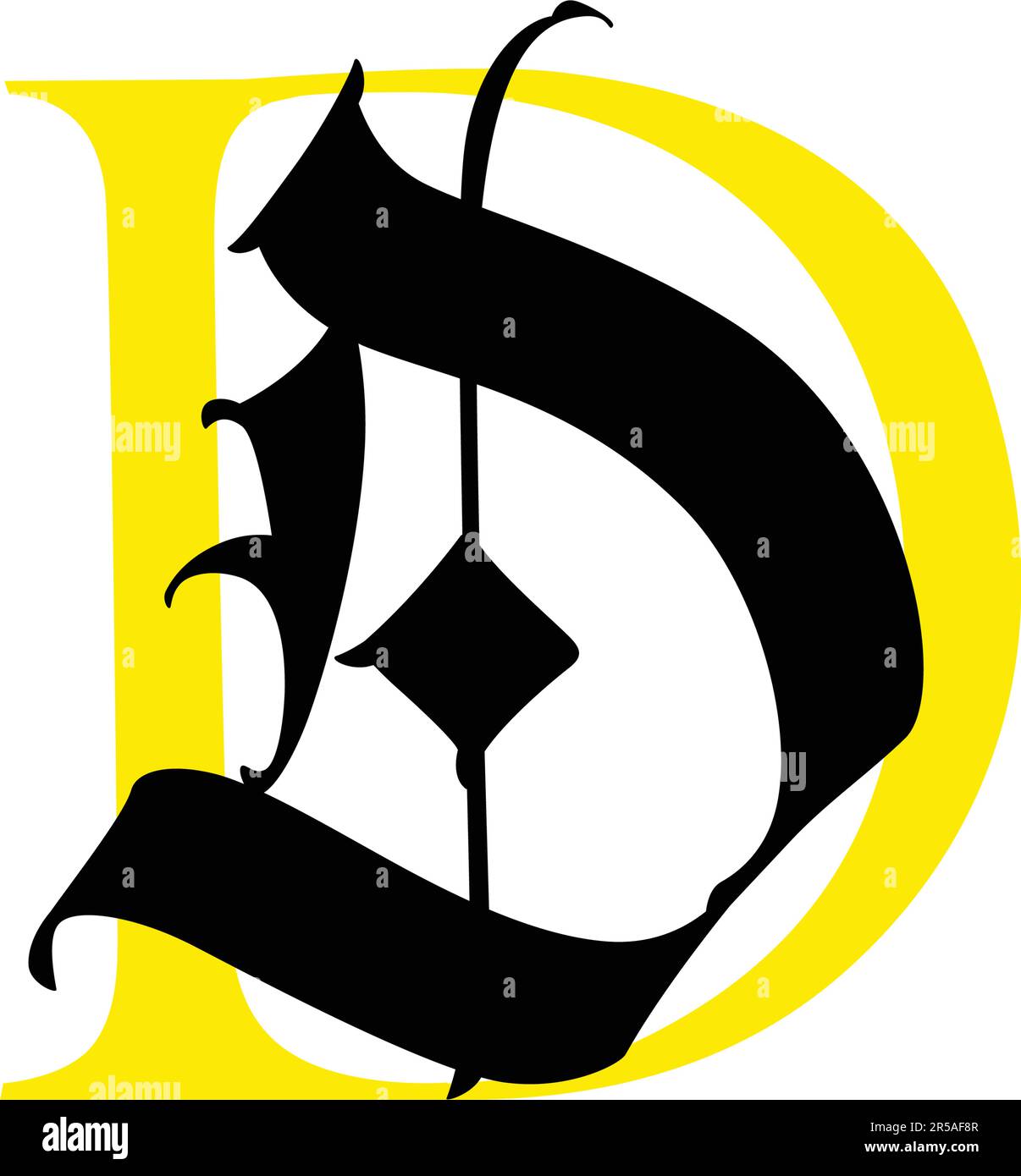 Letter D, in the Gothic style. Vector. Alphabet. The symbol is isolated ...