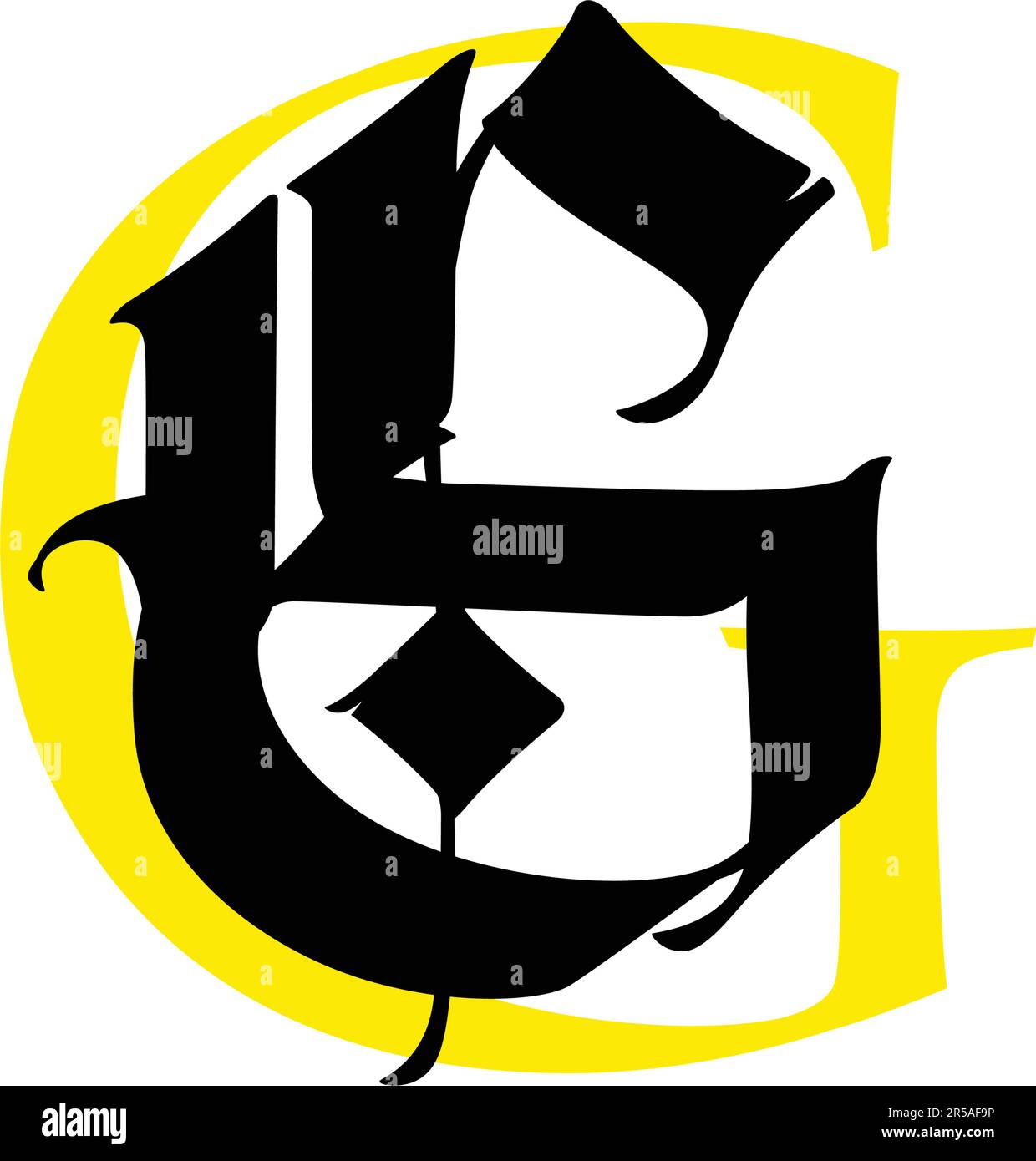 Letter G, in the Gothic style. Vector. Alphabet. The symbol is isolated ...