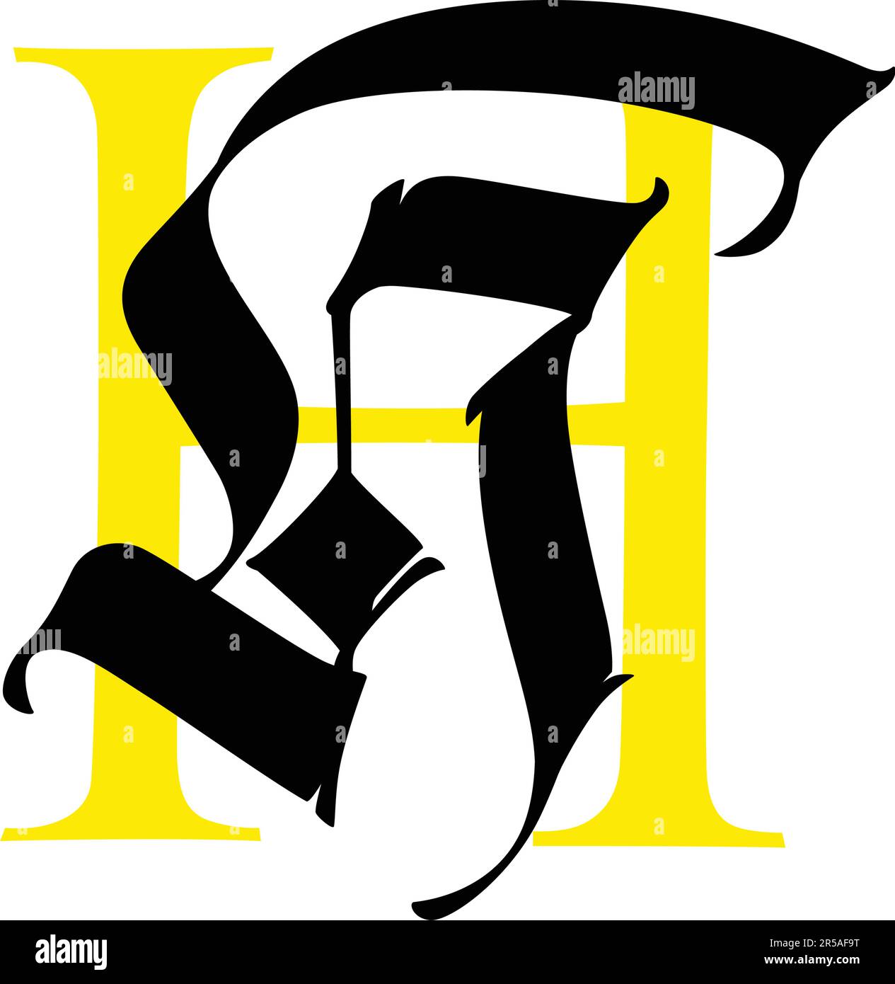 Letter H, in the Gothic style. Vector. Alphabet. The symbol is isolated ...