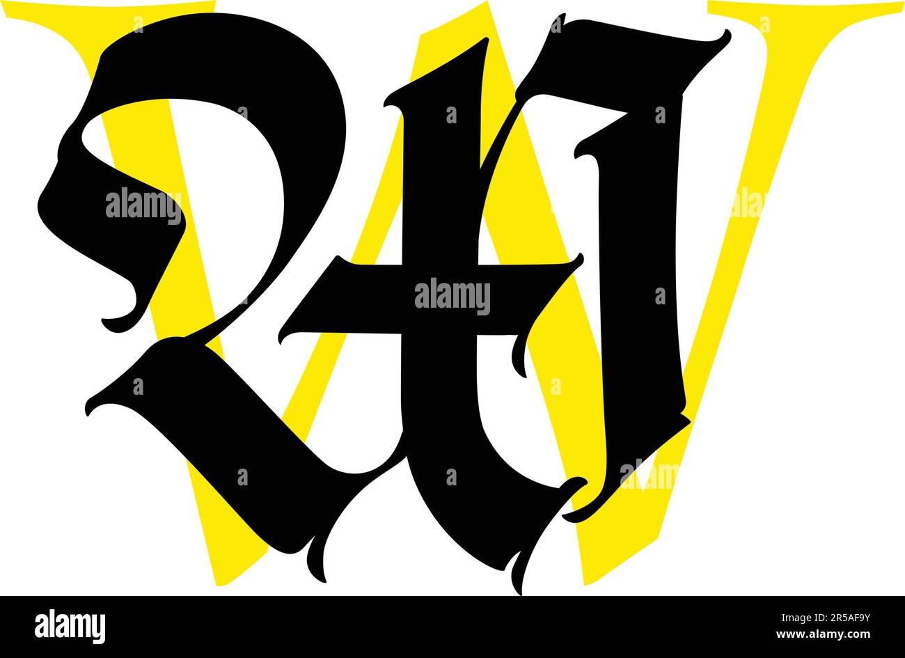 Letter W, in the Gothic style. Vector. Alphabet. The symbol is isolated ...