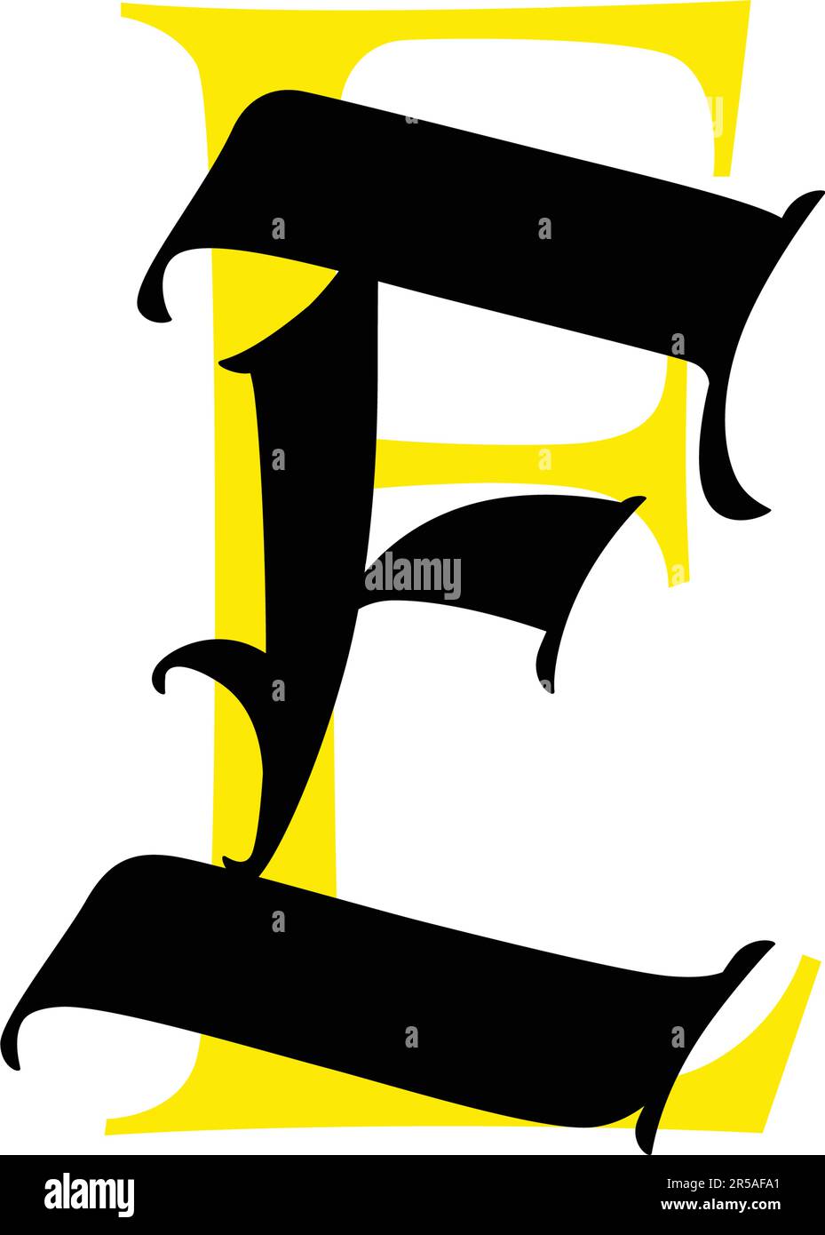 Letter E, in the Gothic style. Vector. Alphabet. The symbol is isolated ...