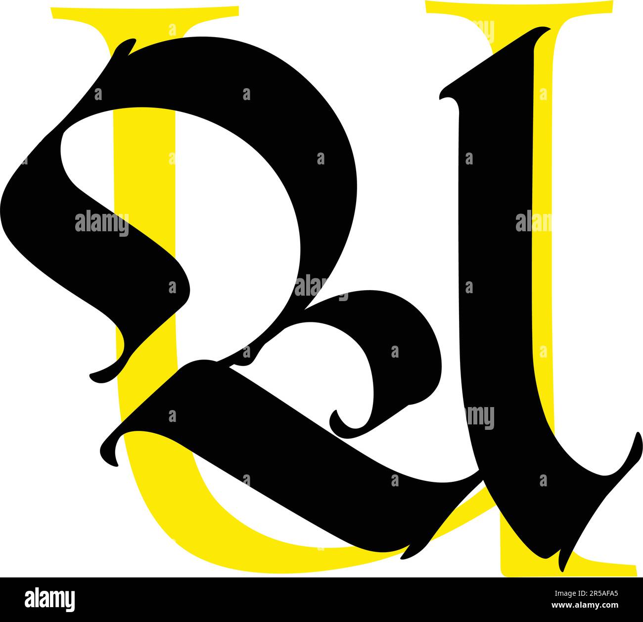 Letter U, in the Gothic style. Vector. Alphabet. The symbol is isolated ...