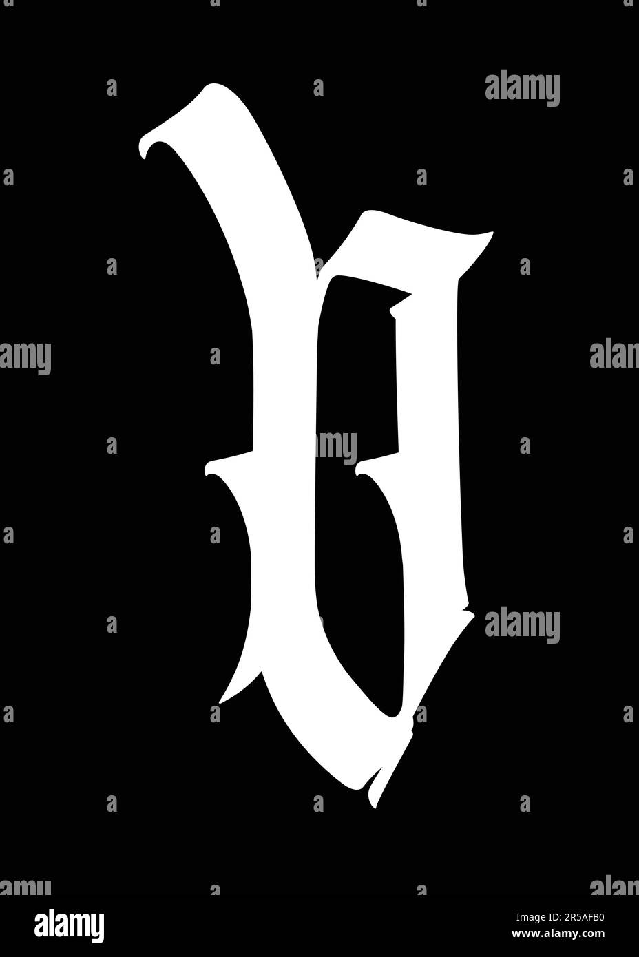 Letter v, in the Gothic style. Vector. Alphabet. The symbol is isolated ...
