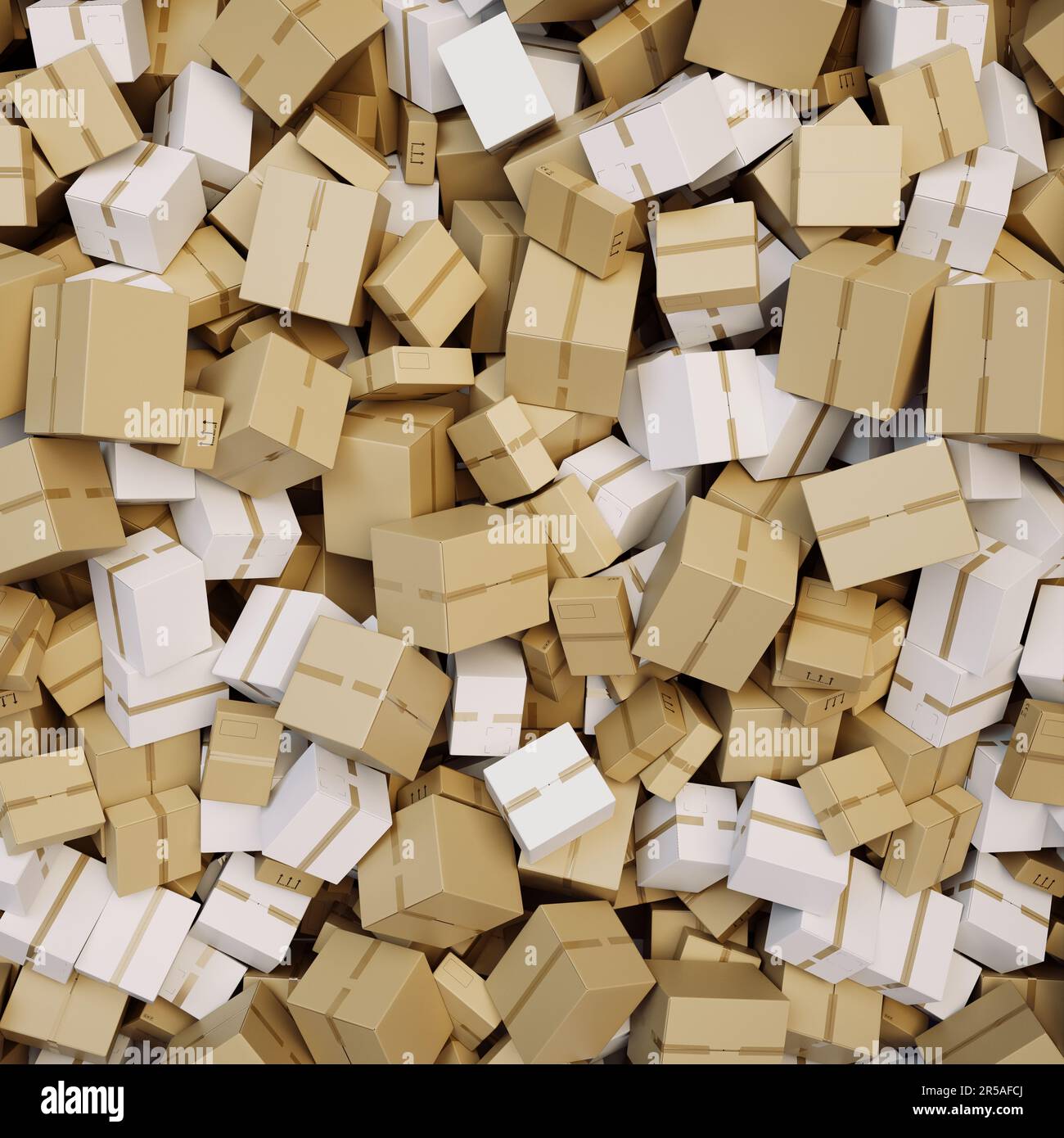 Huge pile cardboard delivery boxes. Stack of brown carton boxes ...