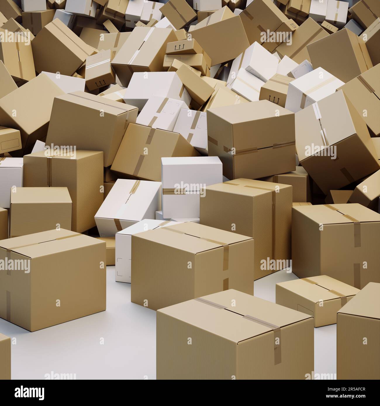 Huge pile cardboard delivery boxes. Stack of brown carton boxes ...