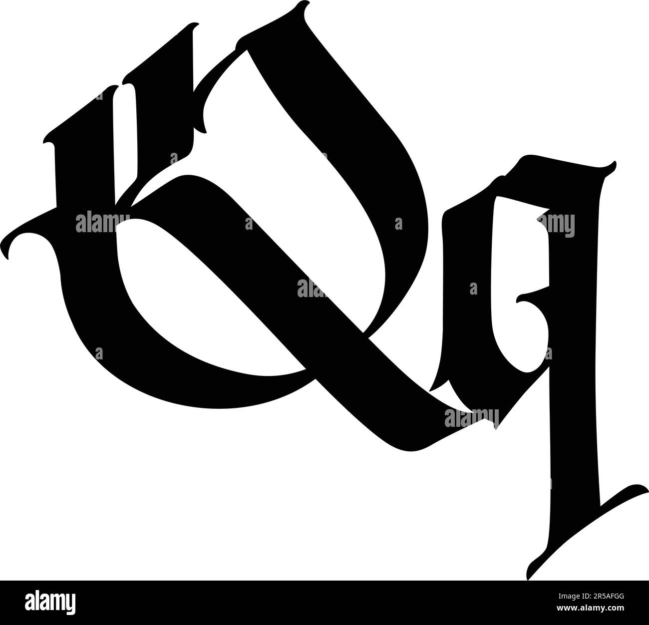 Letter Q, in the Gothic style. Vector. Alphabet. The symbol is isolated ...