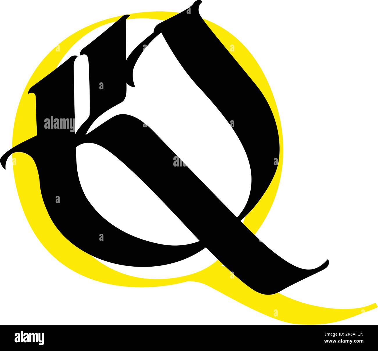 Letter Q, in the Gothic style. Vector. Alphabet. The symbol is isolated ...