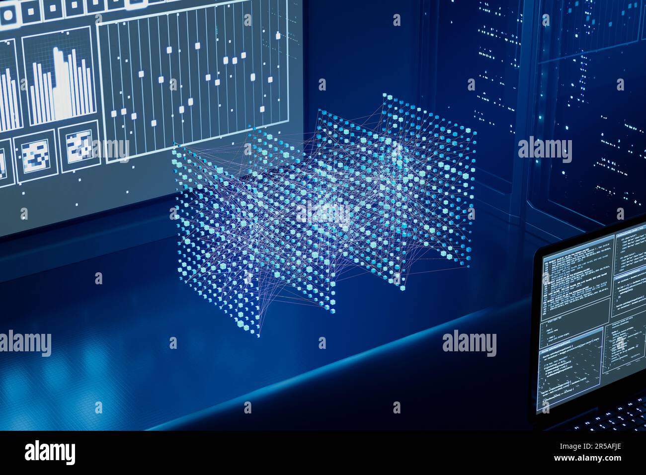 Image Of A Convolutional Neural Network Being Created In A Laboratory Setting Computer