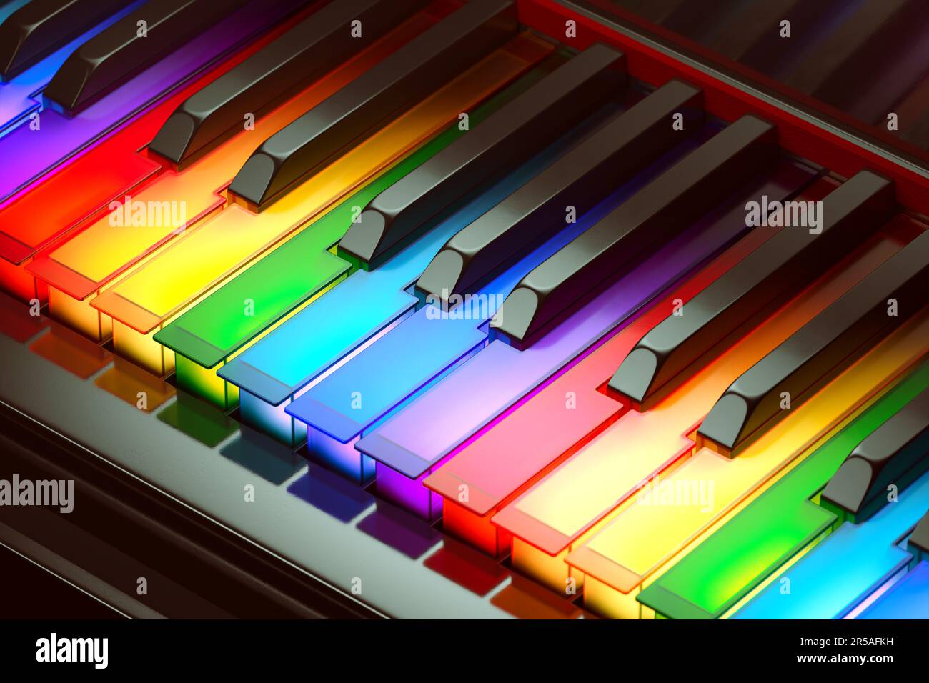 A picture of the colorful piano keyboard. Cheerful multi color piano ...