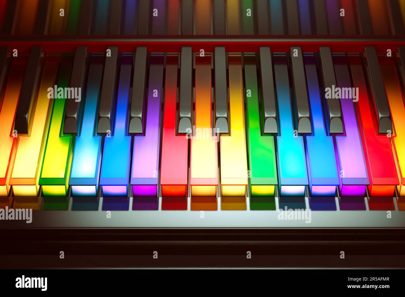 A picture of the colorful piano keyboard. Cheerful multi color piano ...