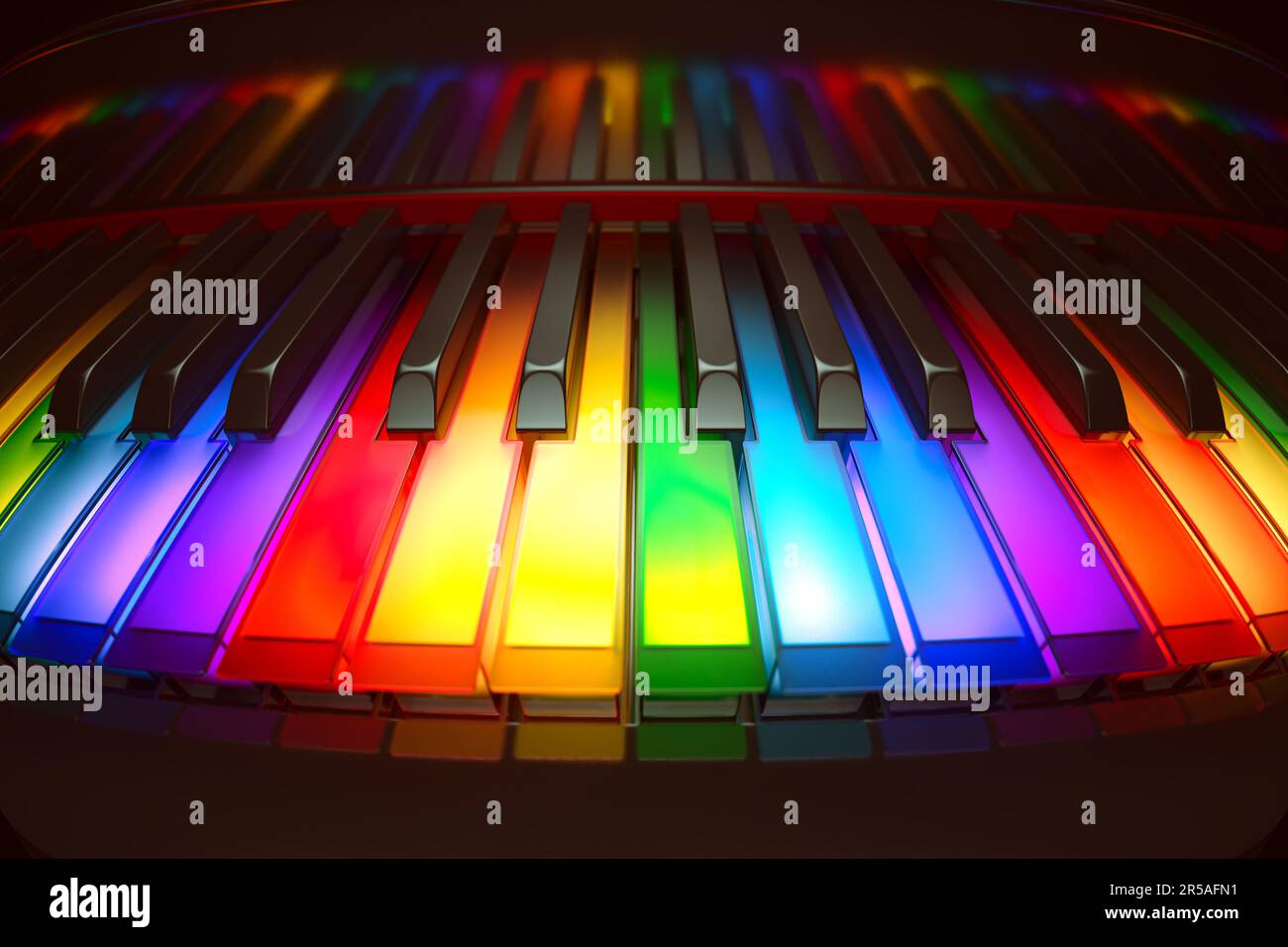A picture of the colorful piano keyboard. Cheerful multi color piano ...