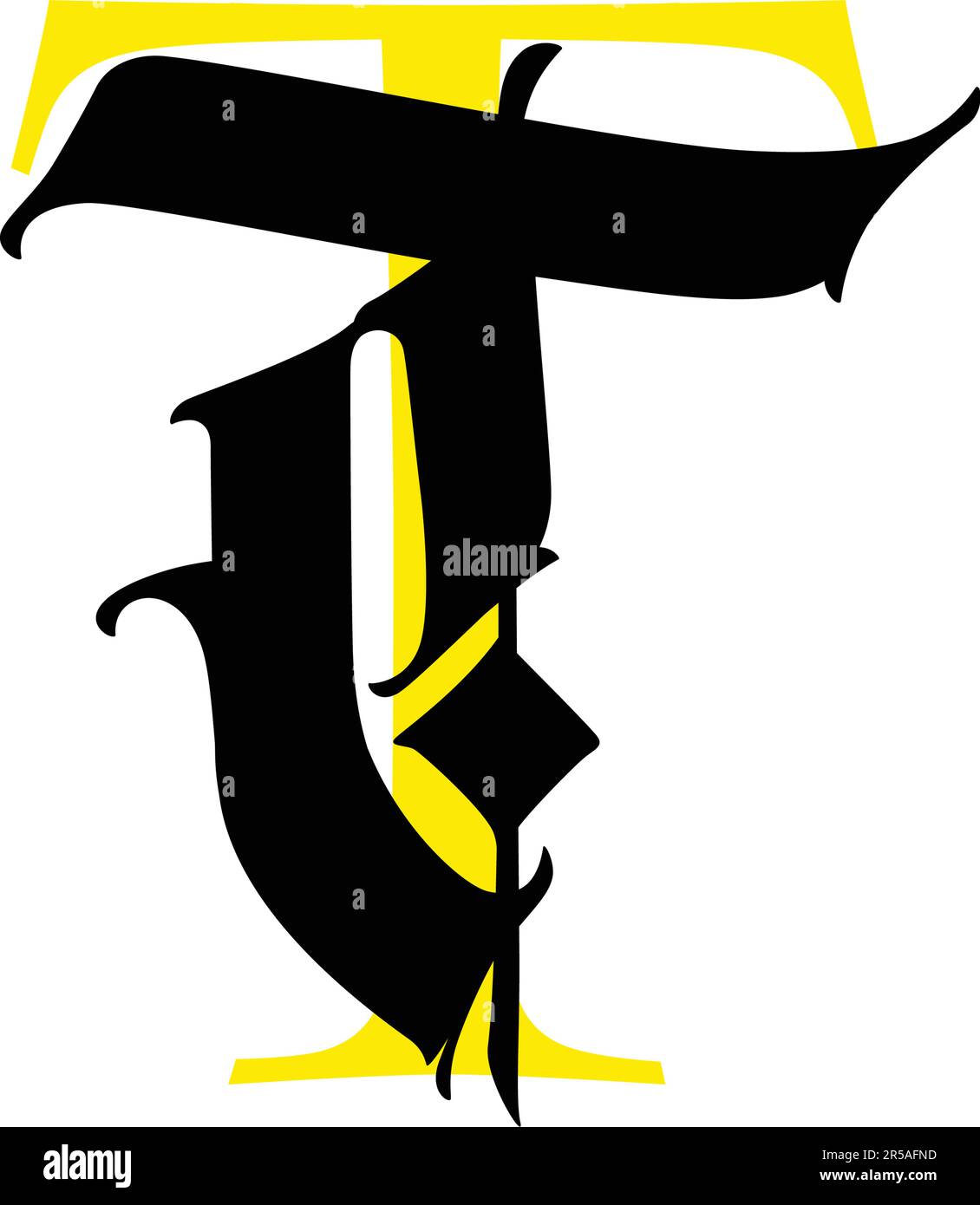 Letter T, in the Gothic style. Vector. Alphabet. The symbol is isolated ...
