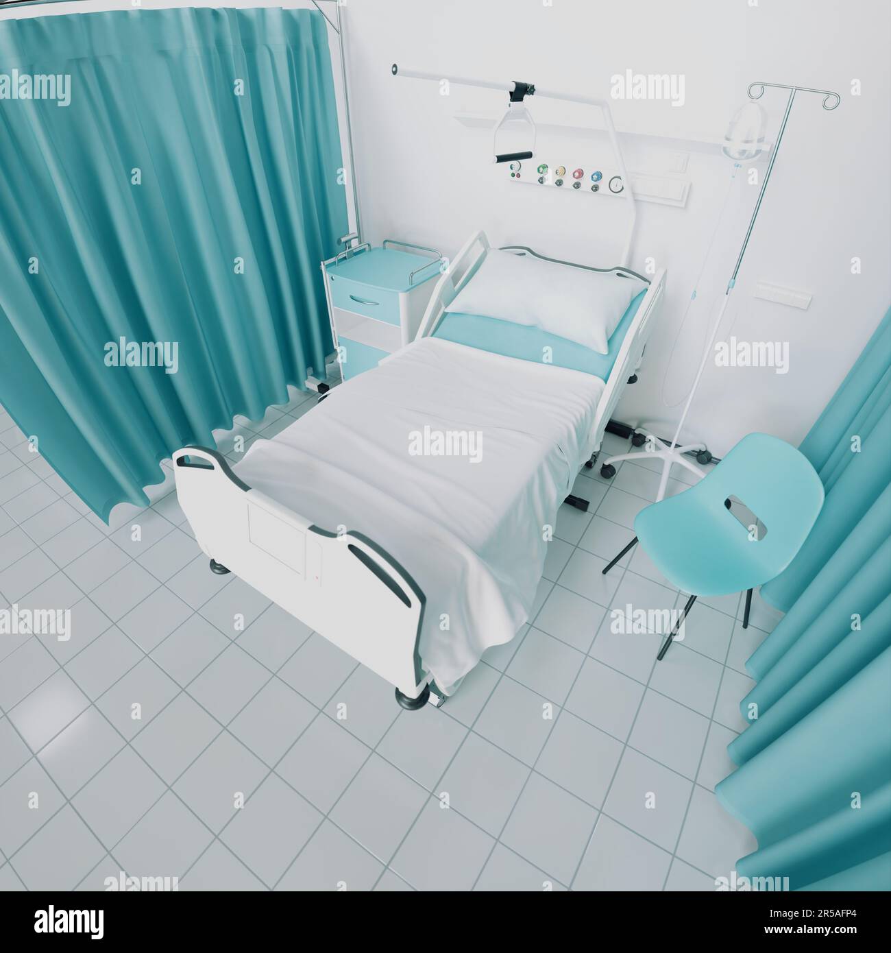 Medical bed at the hospital. Concept of intensive care bed for patients ...