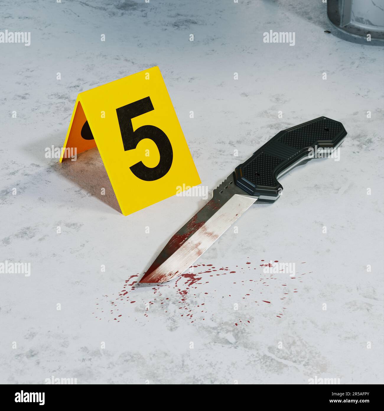 Picture of the murder site with pieces of evidence of the crime ...