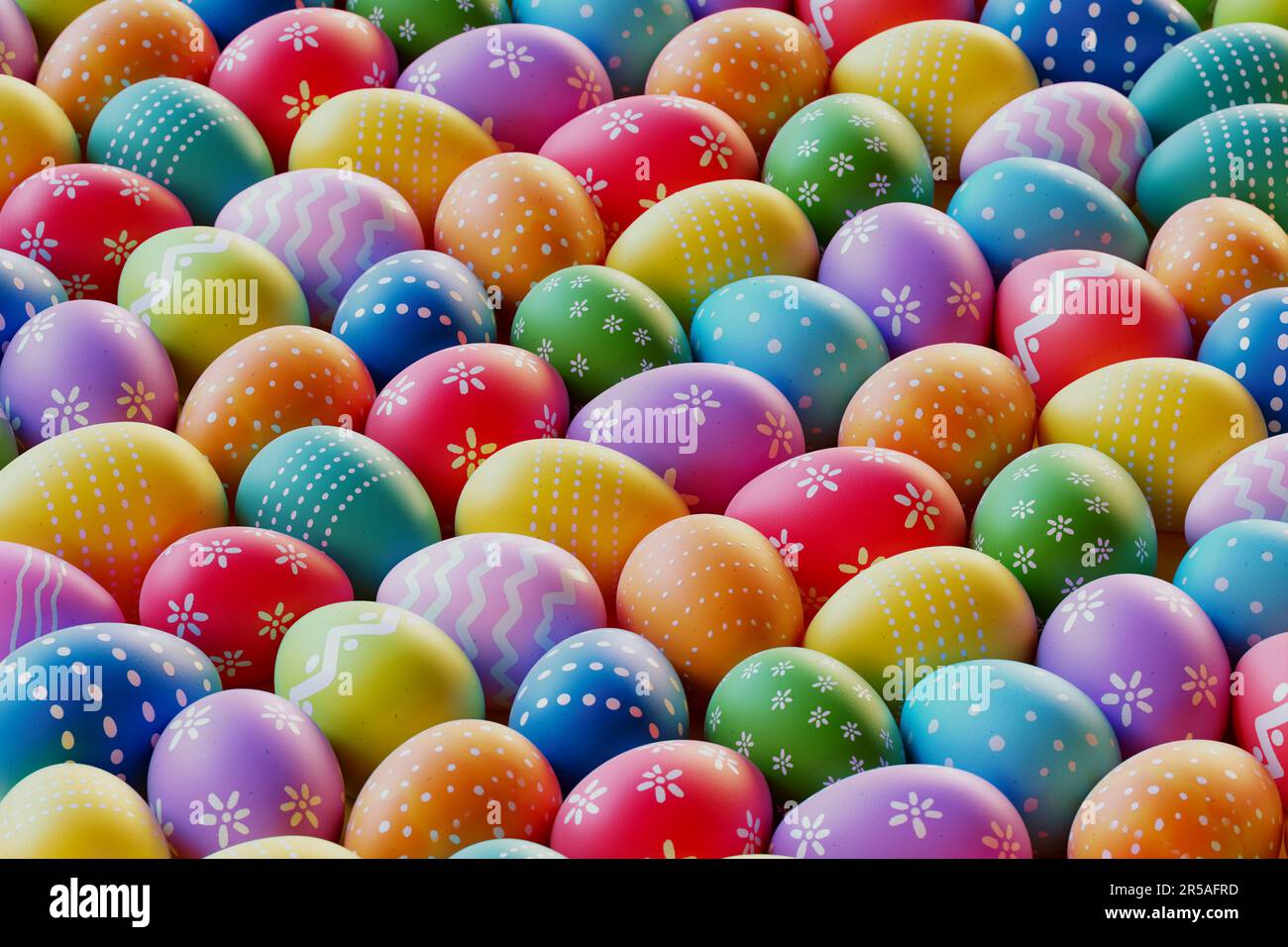 Picture of Easter eggs. Happy Easter. Cute pastel yellow, pink, violet ...