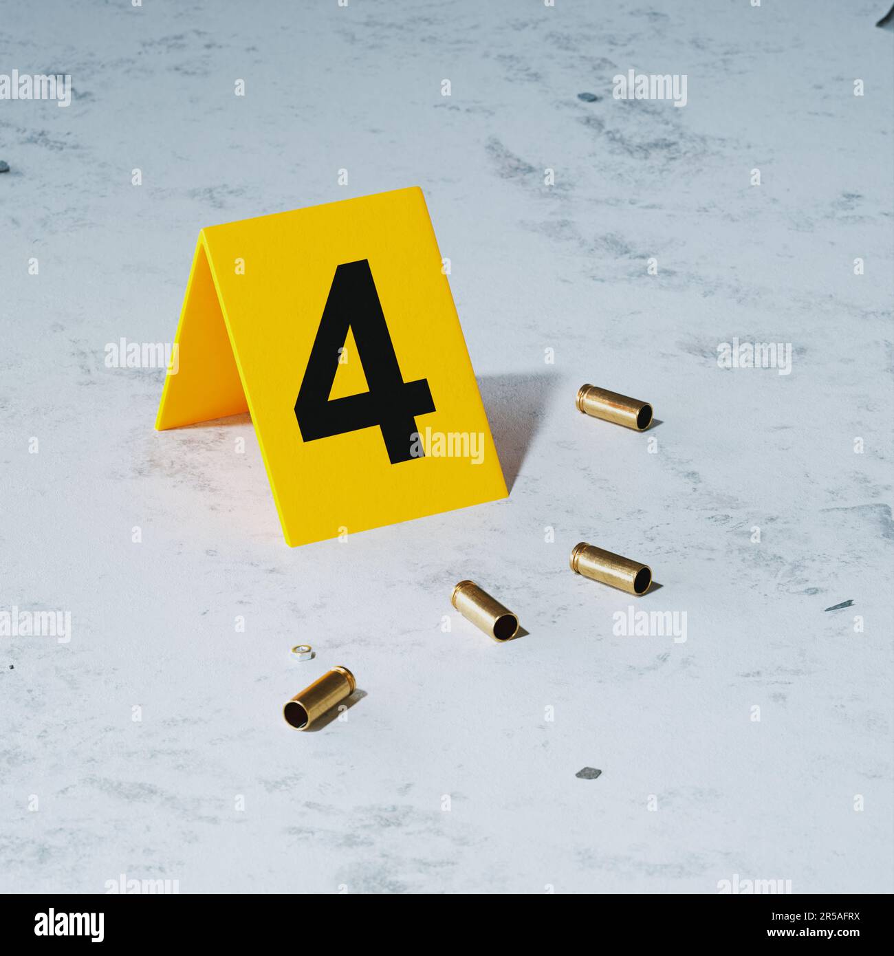 Picture of the murder site with pieces of evidence of the crime ...