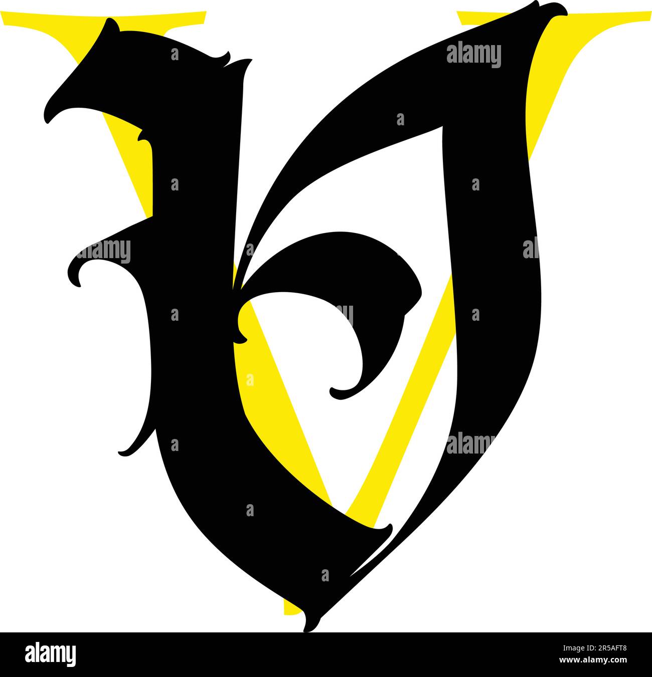 Letter V, in the Gothic style. Vector. Alphabet. The symbol is isolated ...