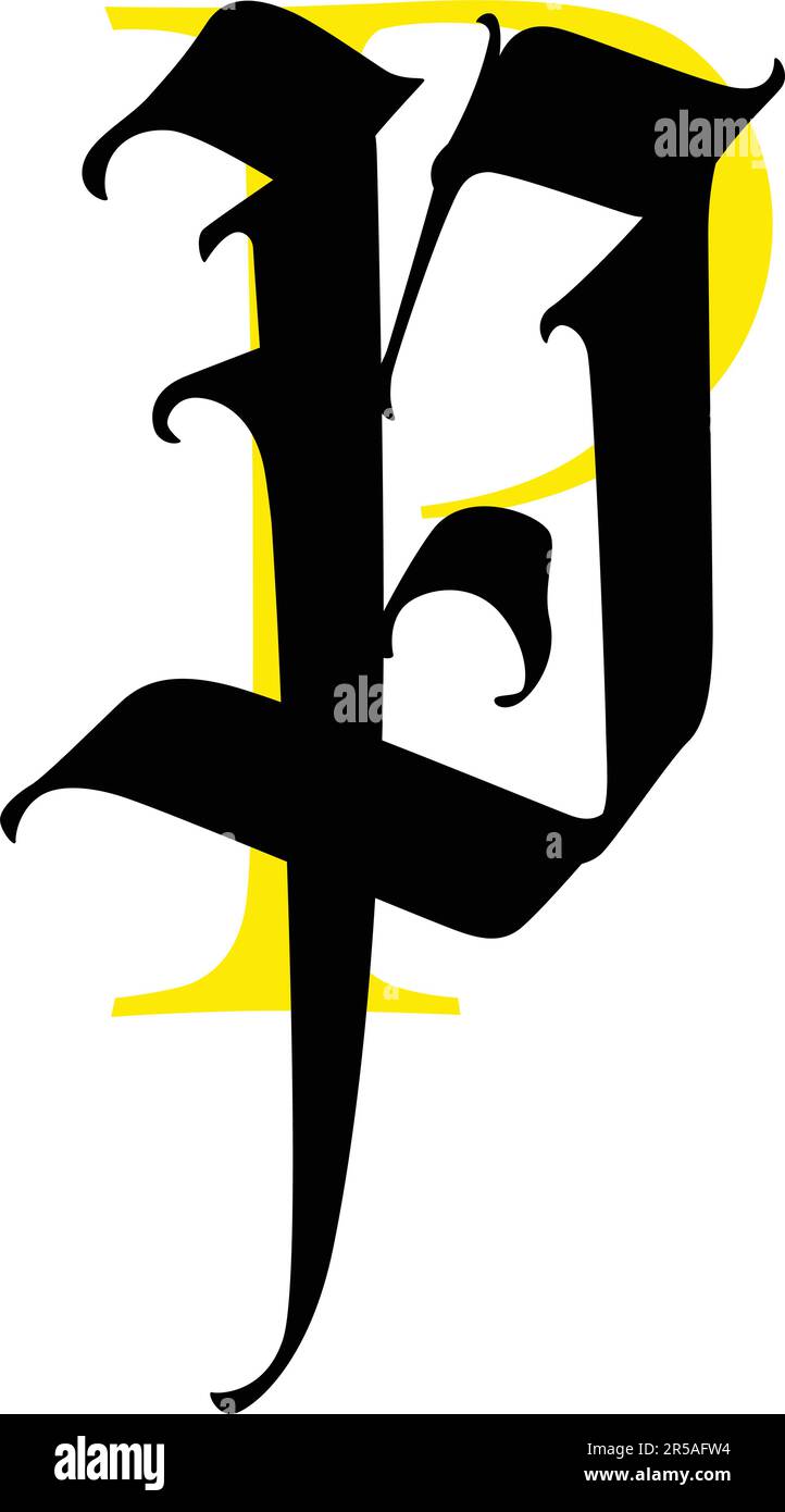 Letter P, in the Gothic style. Vector. Alphabet. The symbol is isolated ...