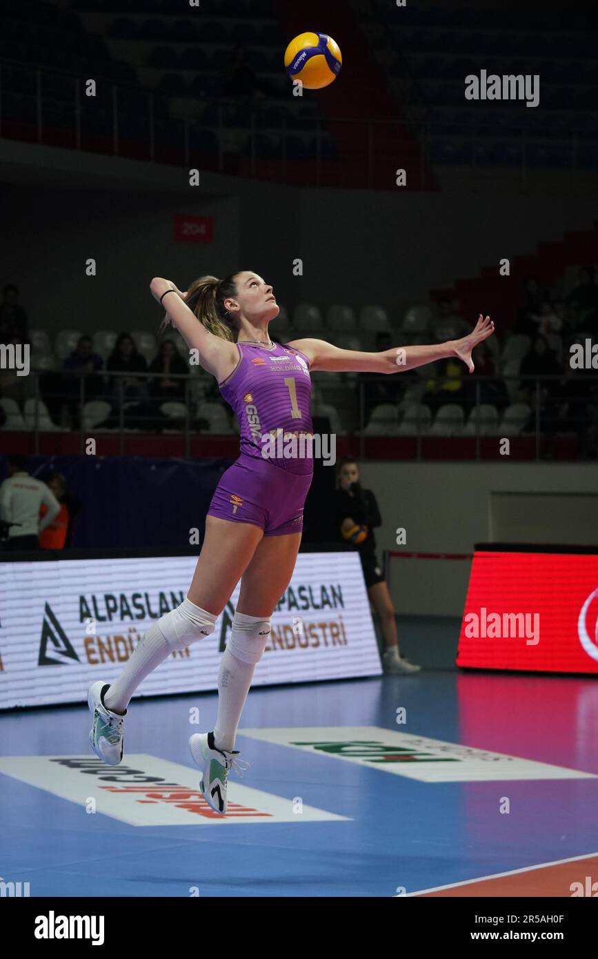 ISTANBUL, TURKIYE - DECEMBER 25, 2022: Anthi Vasilantonaki serves ...