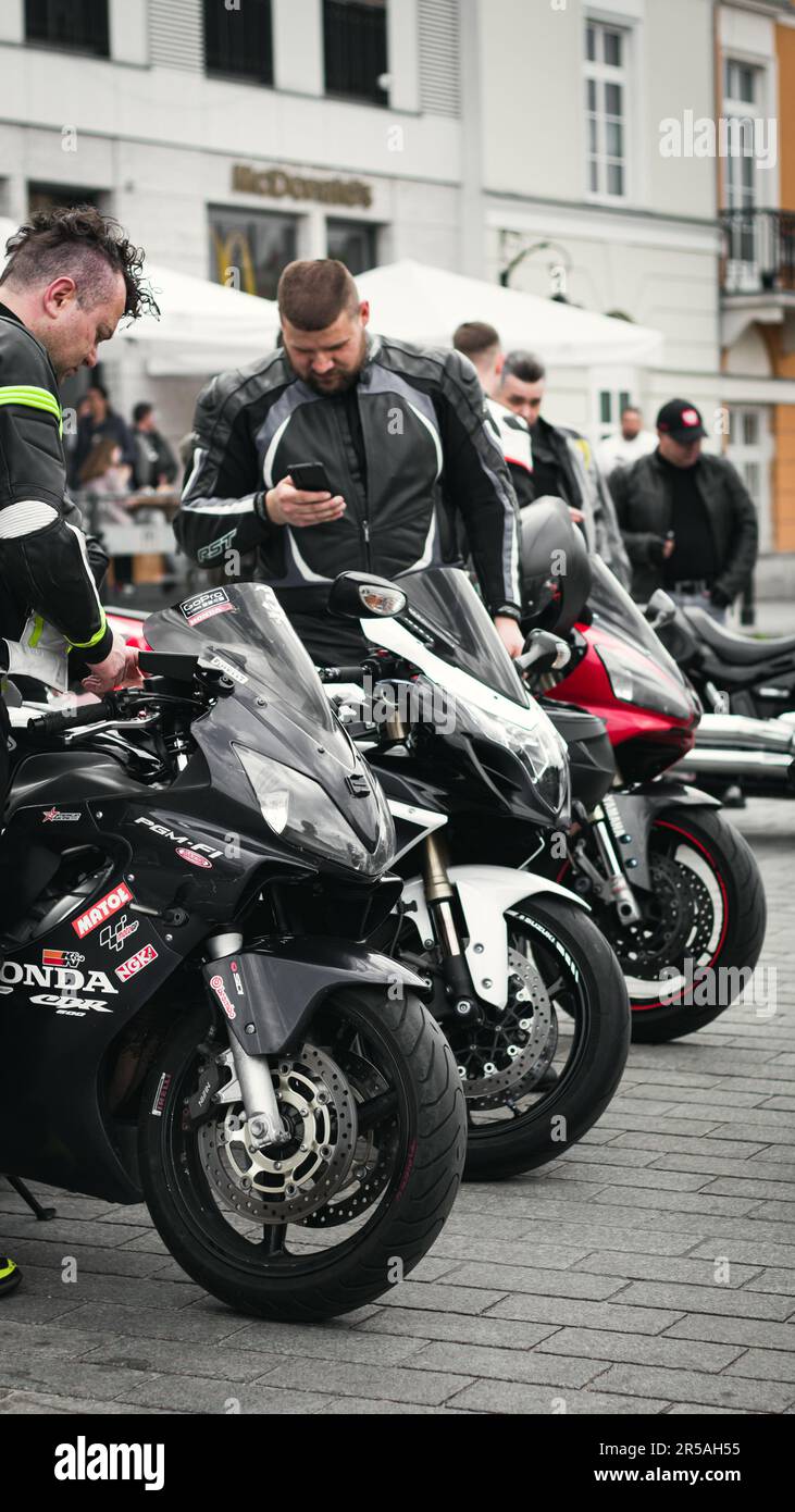 Weekend Rider's Hangout With Superbikes Stock Photo - Alamy