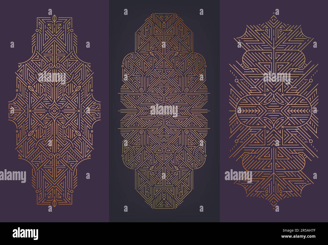 Vector set of art deco design elements, labels and frames for luxury ...