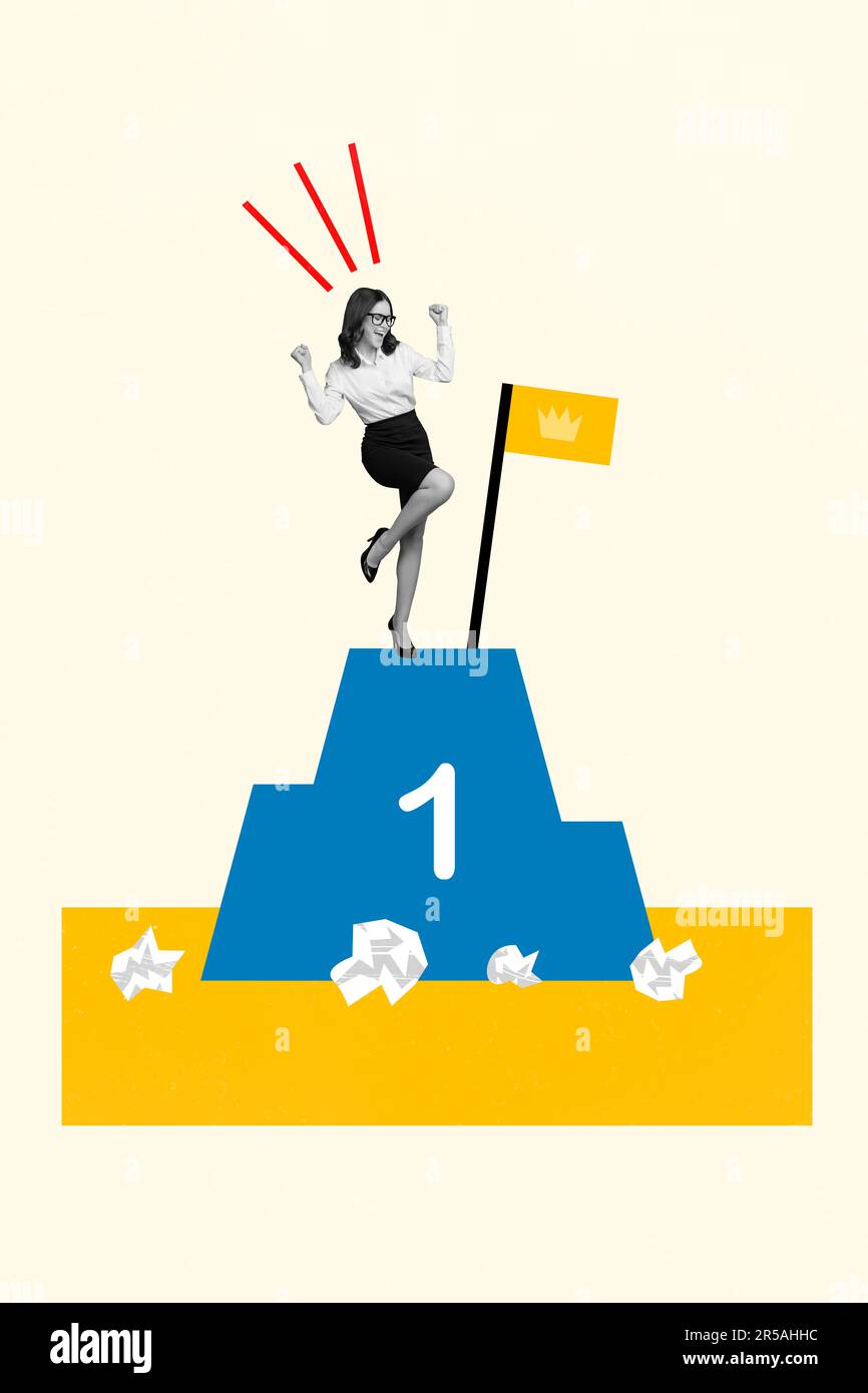 Abstract template graphics collage image of lucky excited lady winning ...