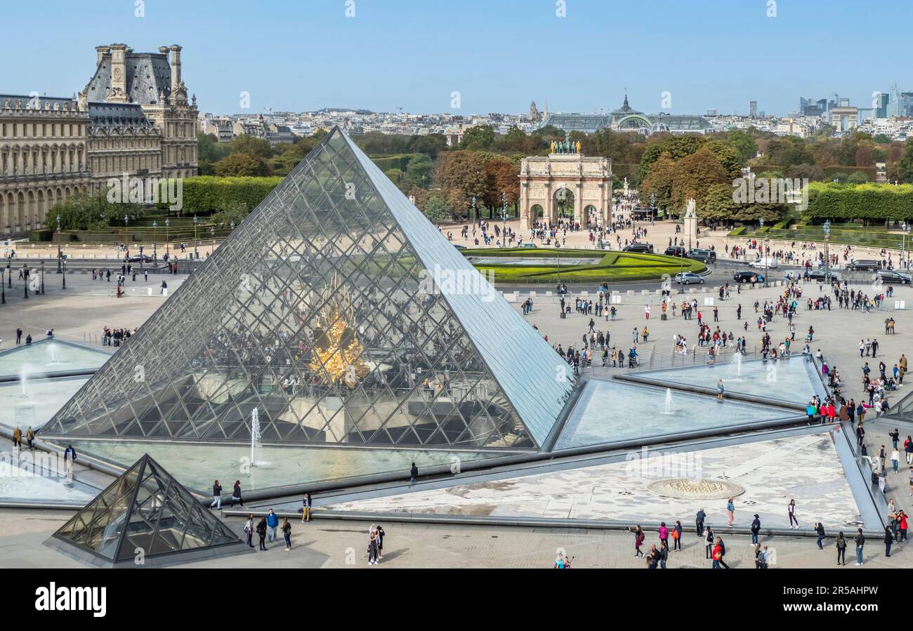 Louvre pyramid aerial hi-res stock photography and images - Alamy