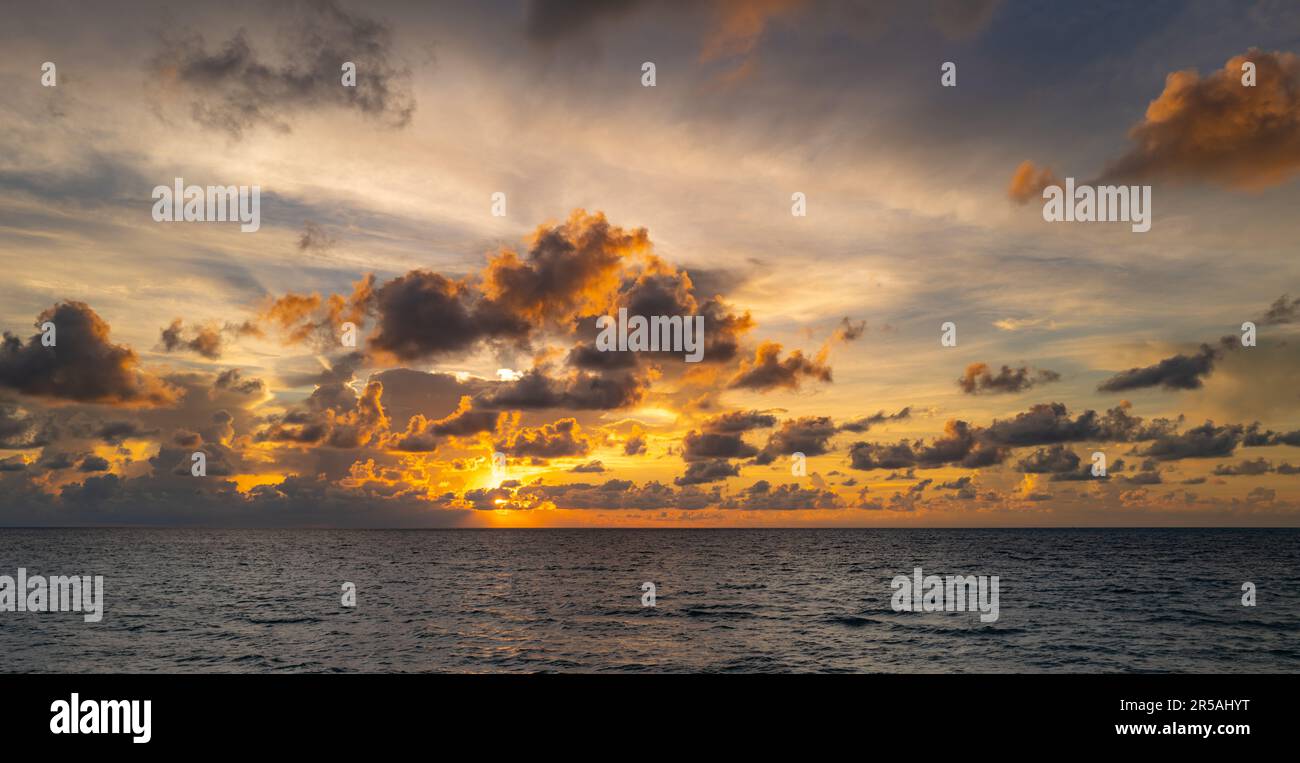 Sunset on sea background. Nature wallpaper with summer sea. Water sea ...