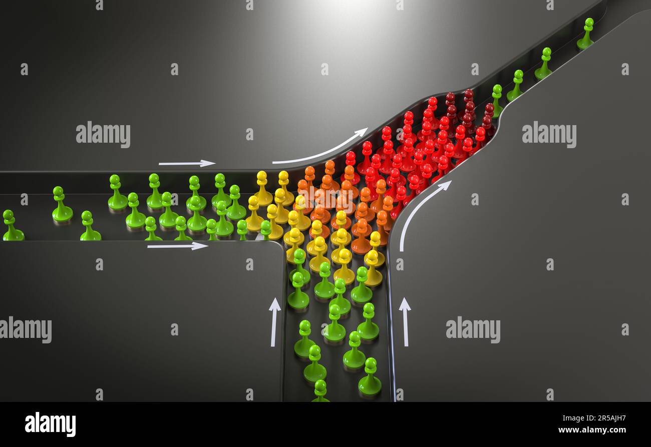 Many pawn in a corridor representing a tightly packed crowd. High ...