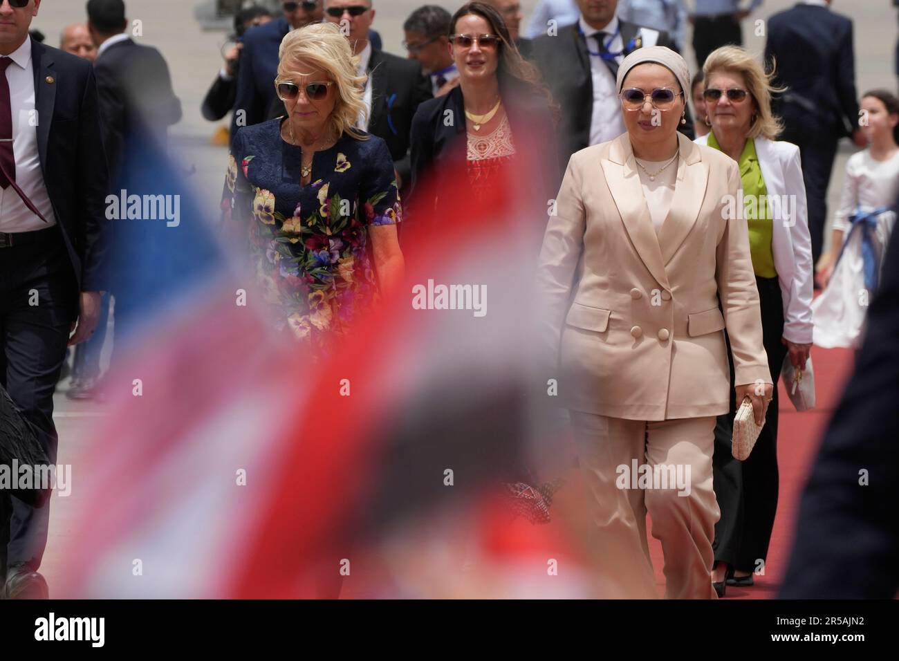 First lady Jill Biden and Egyptian First Lady Entissar Mohameed Amer ...