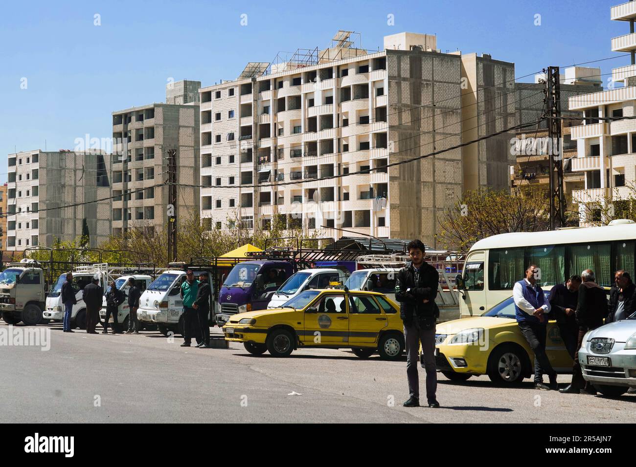 socialist prefabricated buildings in a village in the south of Damascus ...