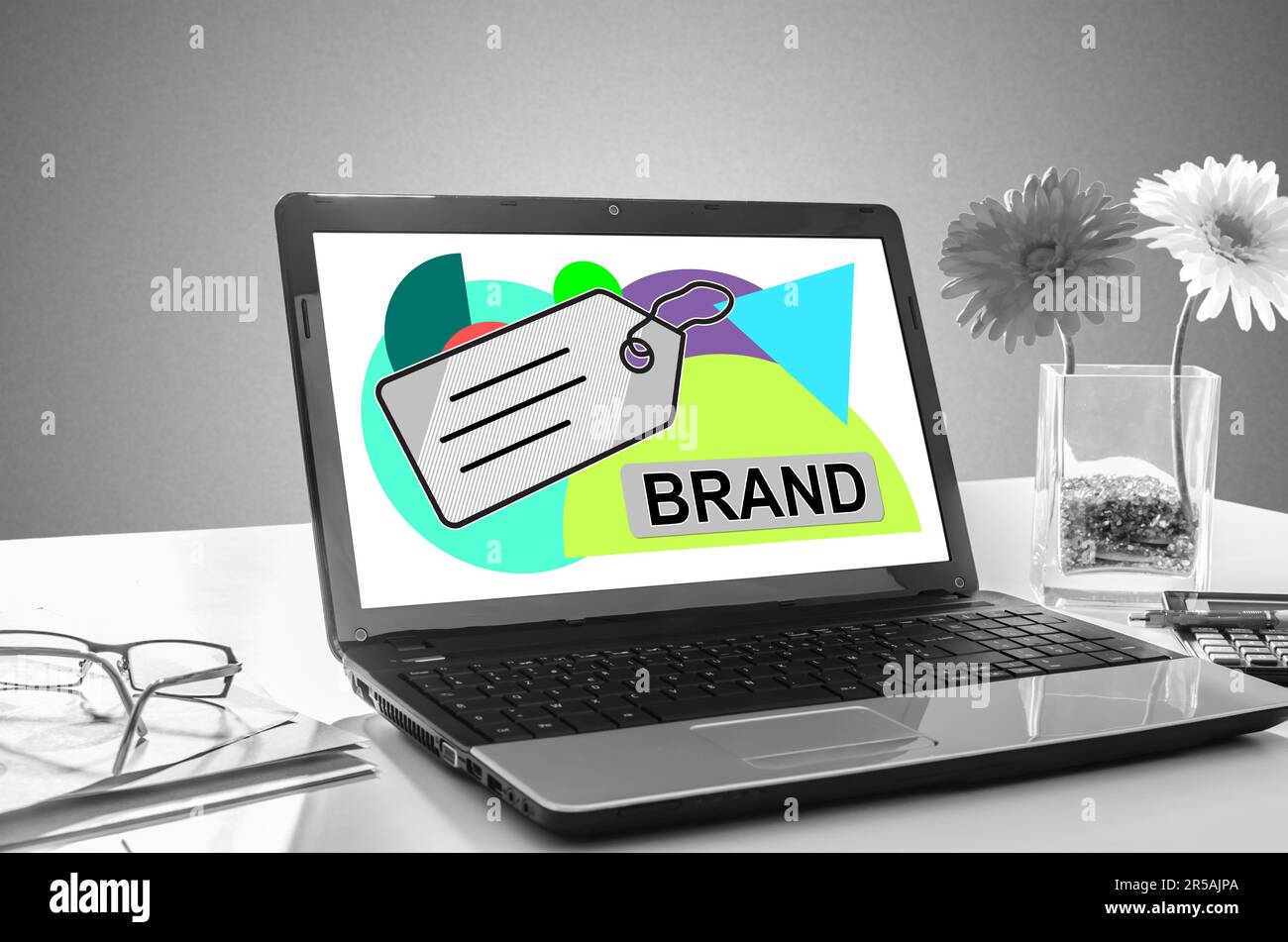 Laptop screen showing brand concept Stock Photo - Alamy