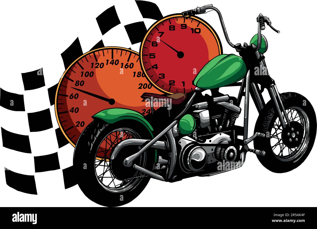 illustration of vintage motorcycle with race flag Stock Vector Image ...
