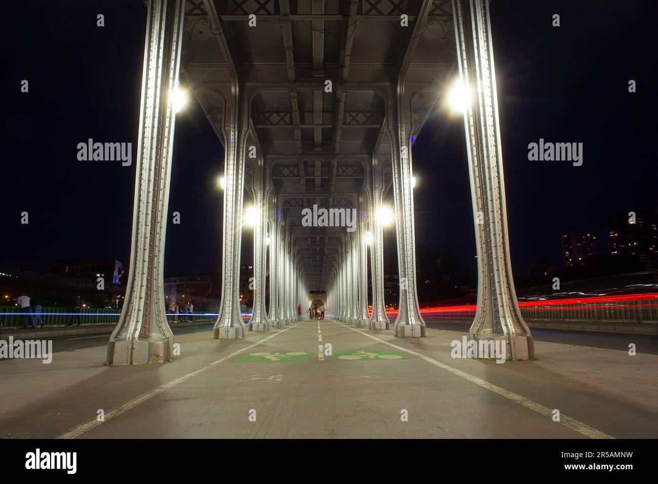 View of bridge Bir-Hakeim called Pont de Passy at night in Paris ...