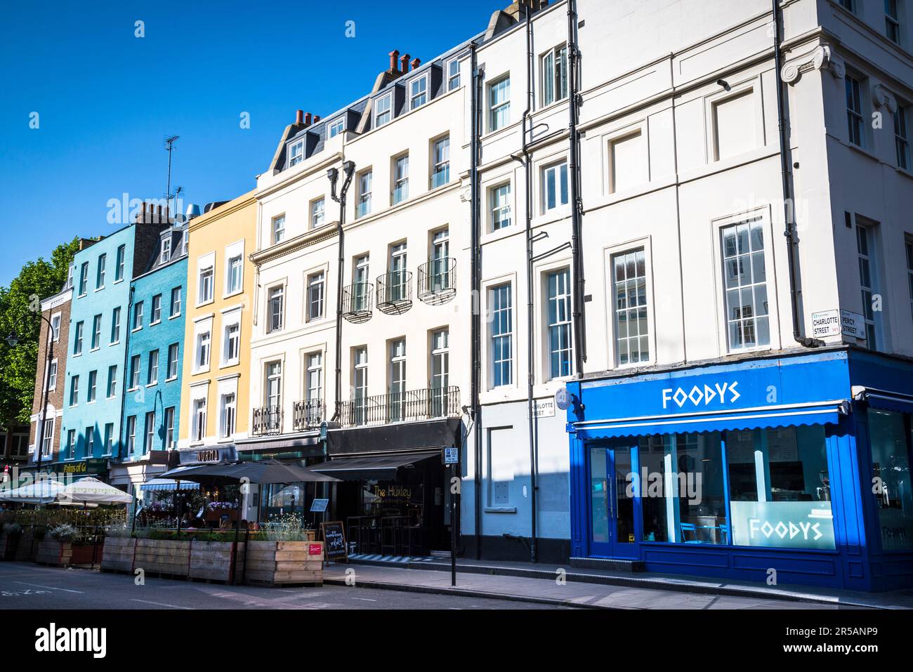 Restaurants in Charlotte Street, Fitzrovia, London, England, UK Stock ...