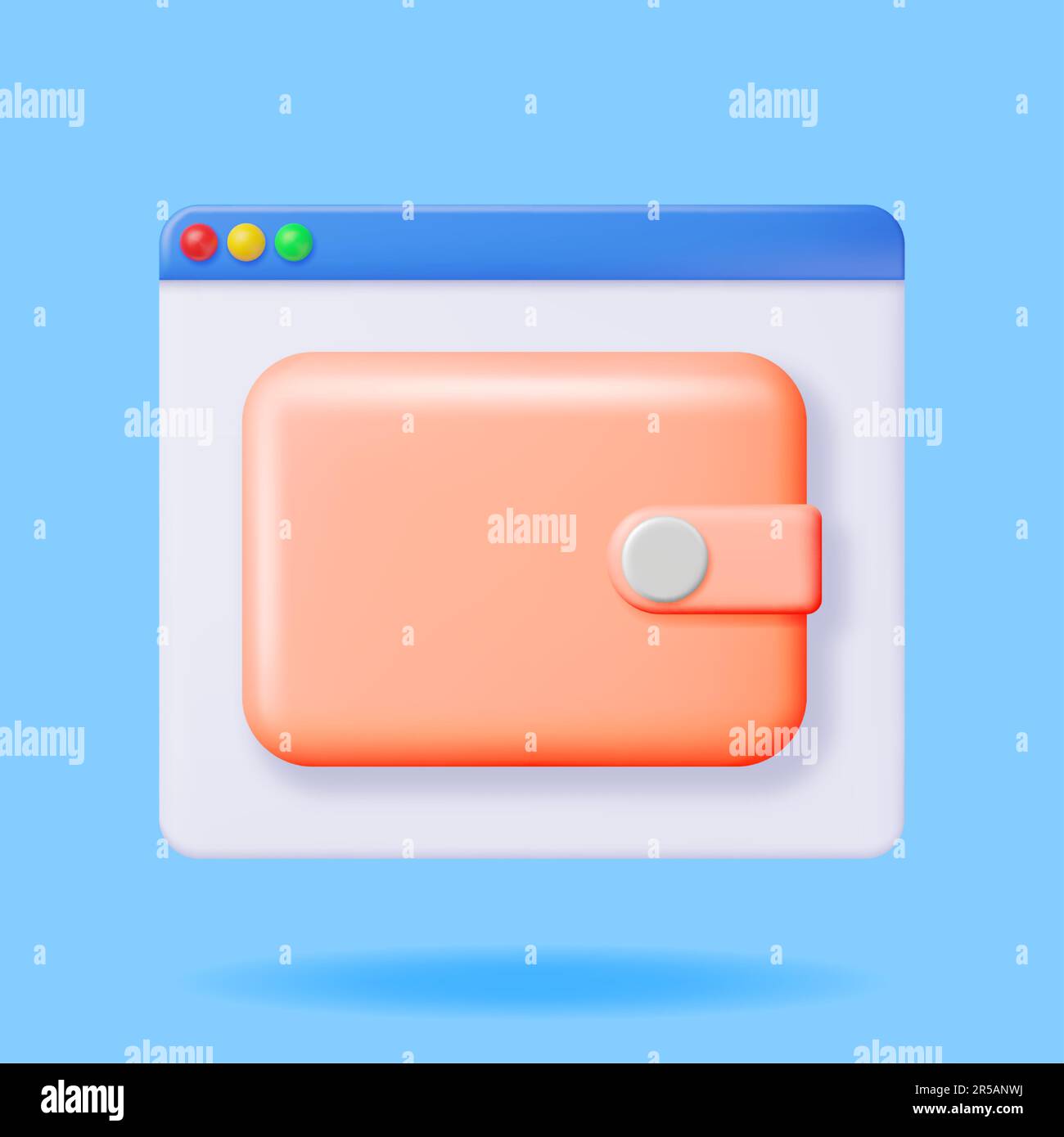 3D Leather Wallet in Window UI Stock Vector Image & Art - Alamy