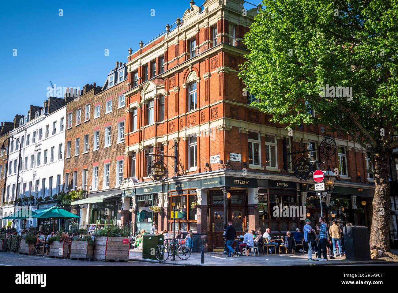 Restaurants in Charlotte Street, Fitzrovia, London, England, UK Stock ...