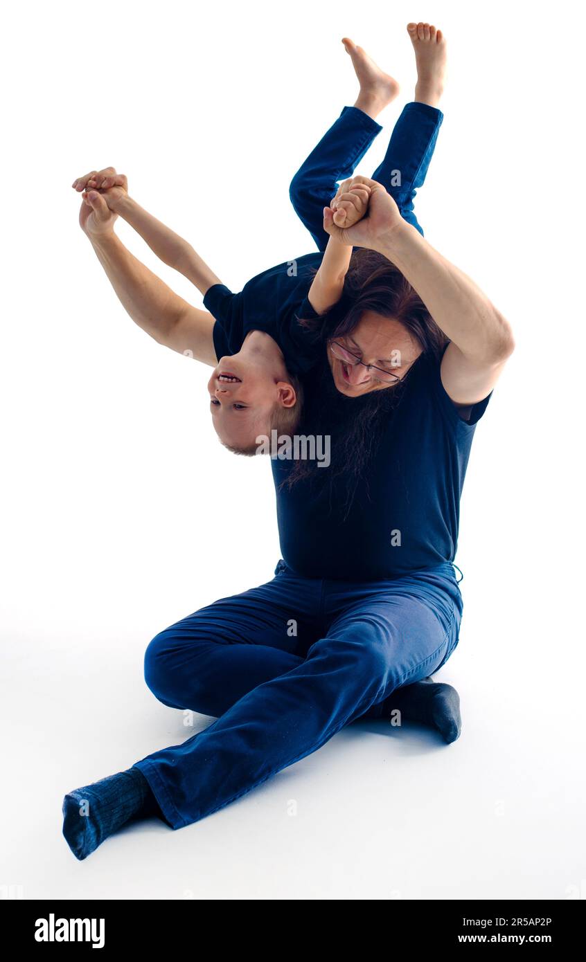 Father with his son isolated on white background Stock Photo - Alamy