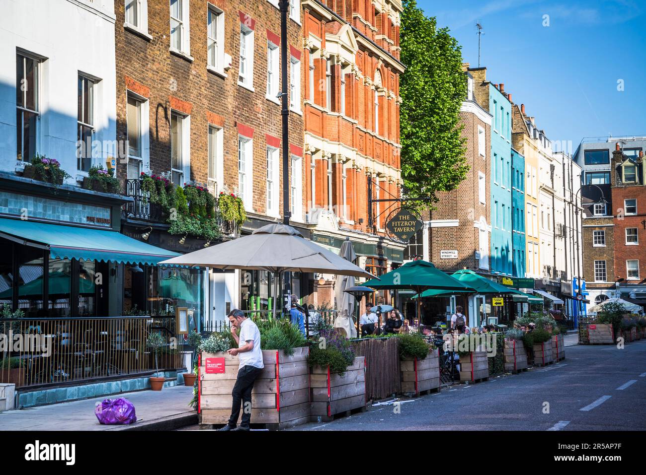 Restaurants in Charlotte Street, Fitzrovia, London, England, UK Stock ...