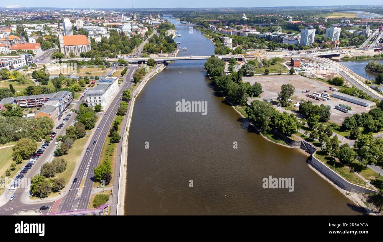 aerial view of the magdeburg city with elbe Stock Photo - Alamy