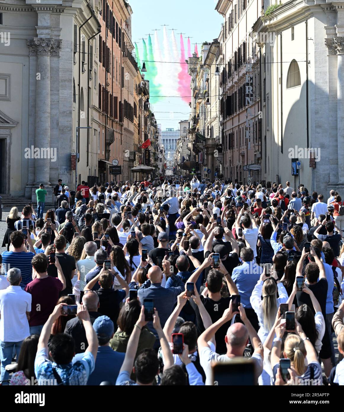 Rome, Italy. 2nd June, 2023. People take photos of a performance by ...