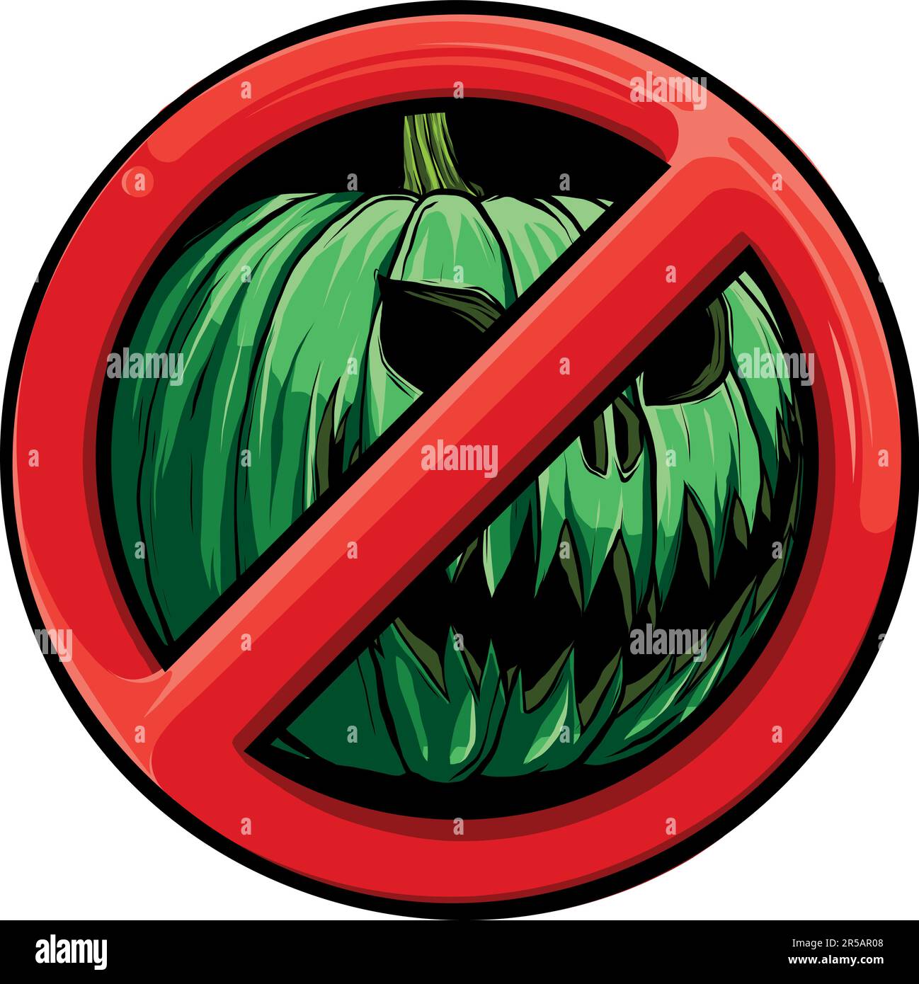 vector illustration of halloween pumpkin with forbidden symbol Stock ...