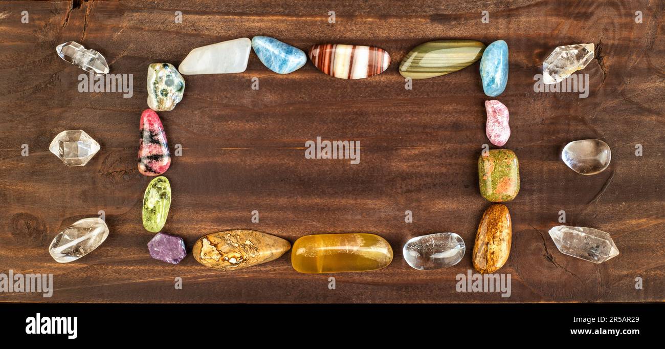 Colorful healing crystal stones, decoration gemstones. Alternative ...