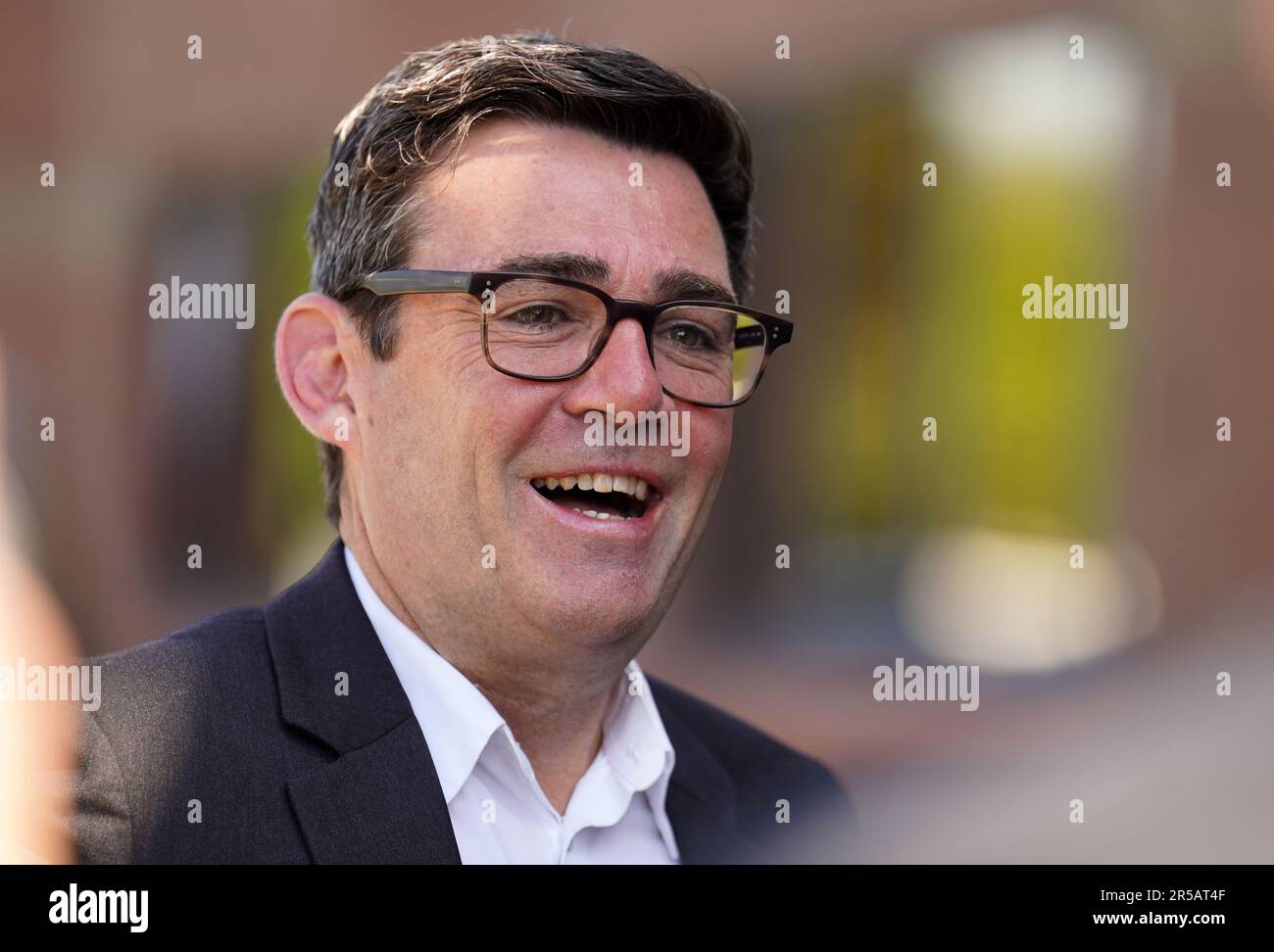 Greater Manchester mayor Andy Burnham arrives to view the 'Bee Network ...